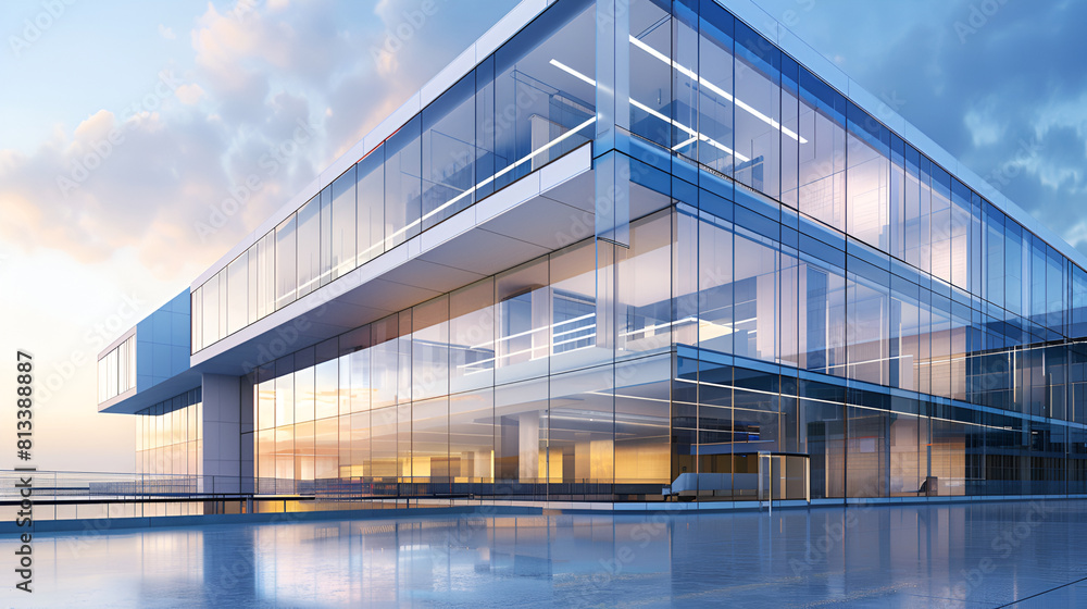 Modern office building with glass facade. Business concept,Stylized ...