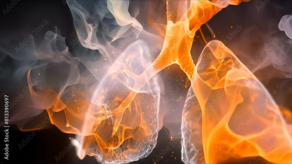 Enhanced 3D MRI scan of lungs using color coding for detailed structure ...