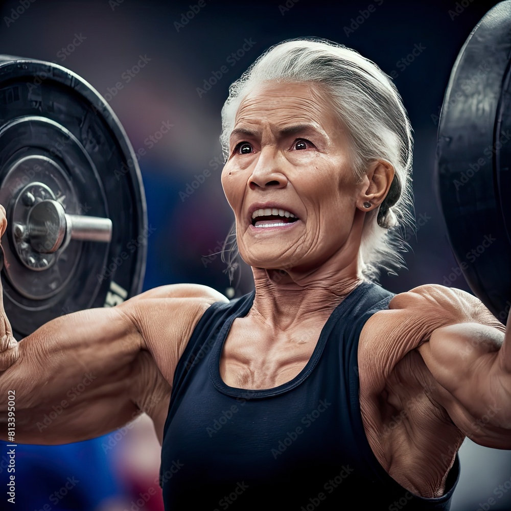 Shredded weight lifting Grandma in Gym Grandma old lady fitness Cardio ...