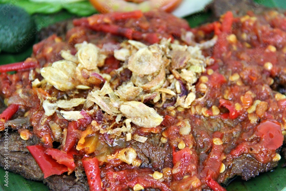 Empal Penyet consists of deep-seated beef cooked with kitchen spices ...