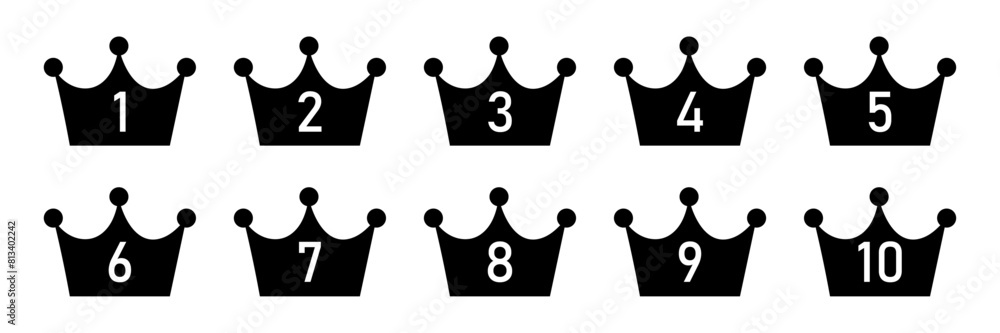 Ranking crown icon set. Ranking crown vector set in black color. From ...