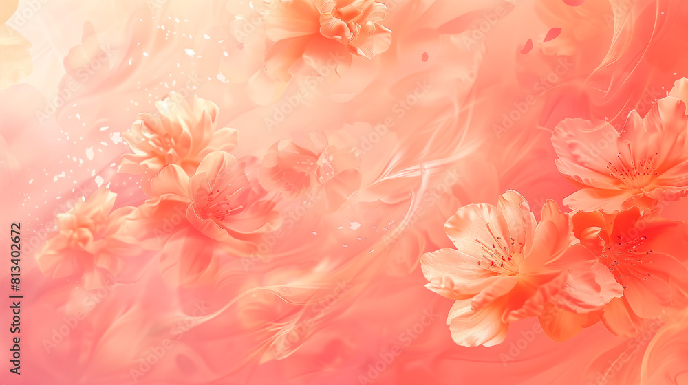 Peach delicate, fluffy background with peach clouds creates an abstract ...
