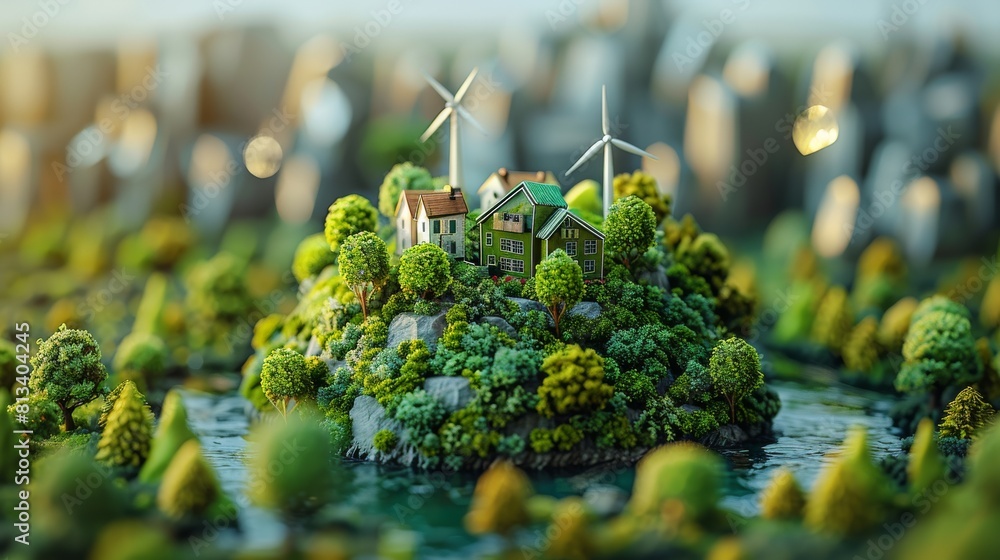 The concept of World Environment Day background modern. A windmill ...