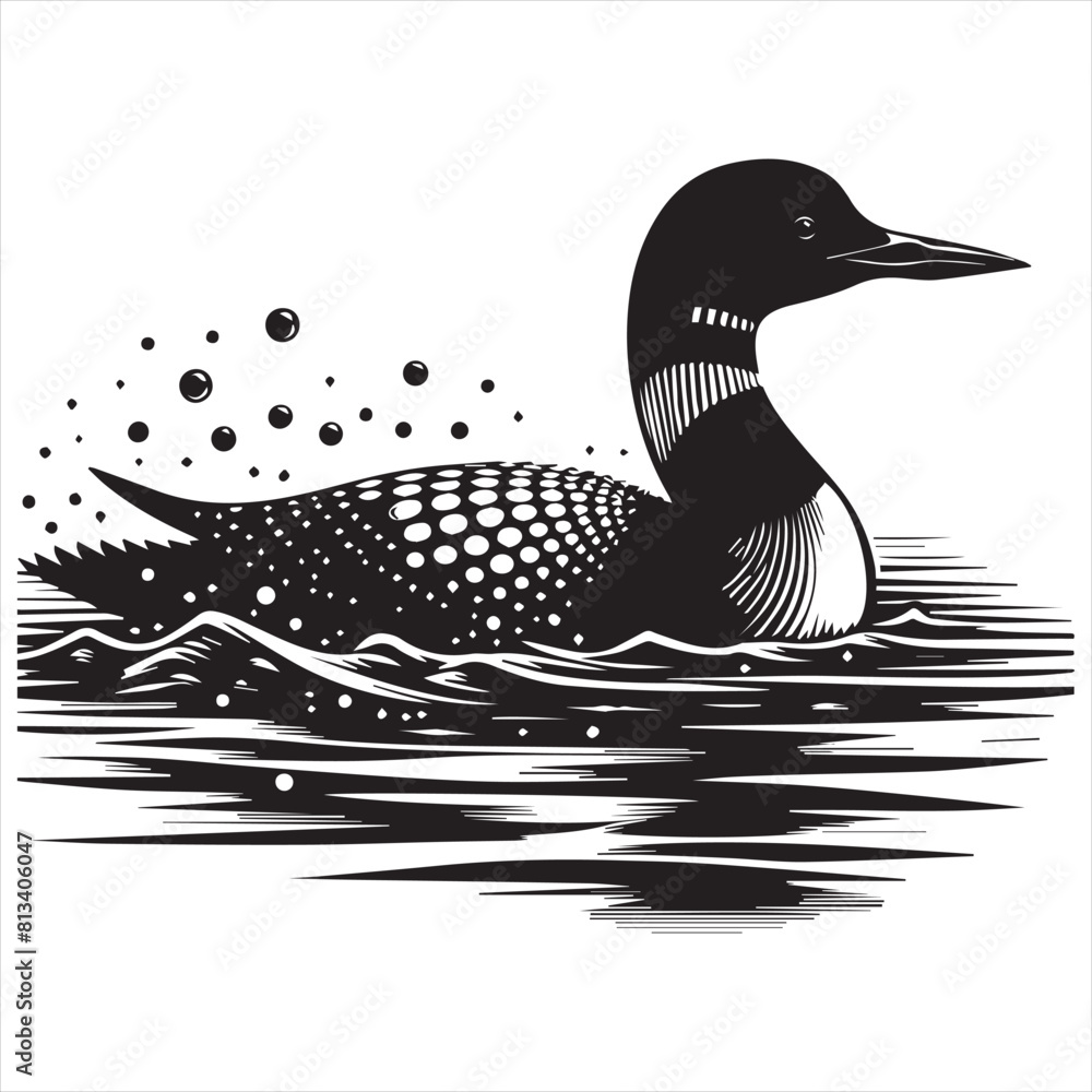 Loon silhouette vector art illustration with white background Stock ...