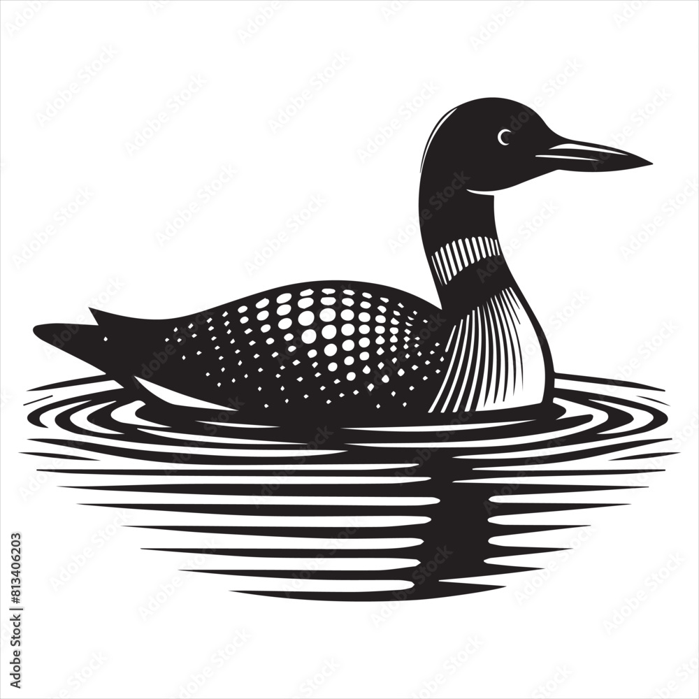 Loon silhouette vector art illustration with white background Stock ...