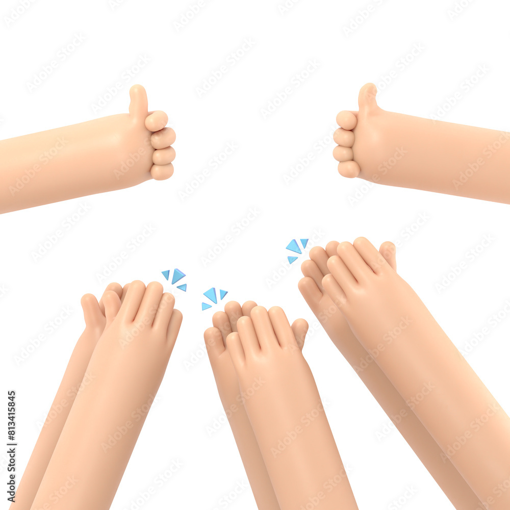 Set of people hands clapping, giving likes. Applause, ovation ...