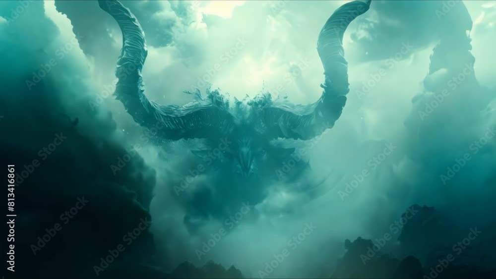 Divine retribution: Gods wrathful horns loom in the sky ready to judge ...