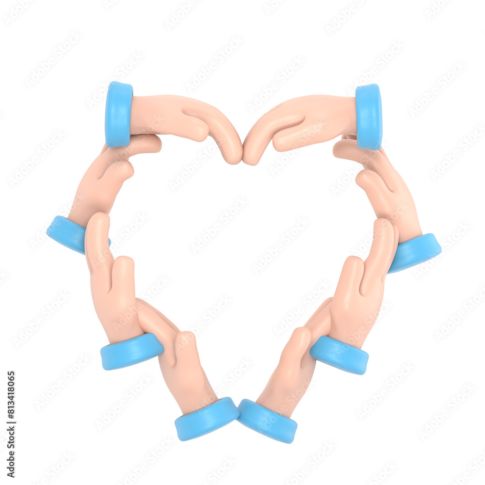 Heart hands as a group of diverse people hands connected together ...