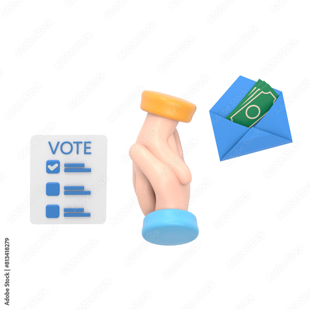 Transparent Backgrounds Mock-up.3D hand putting voting paper in ballot ...