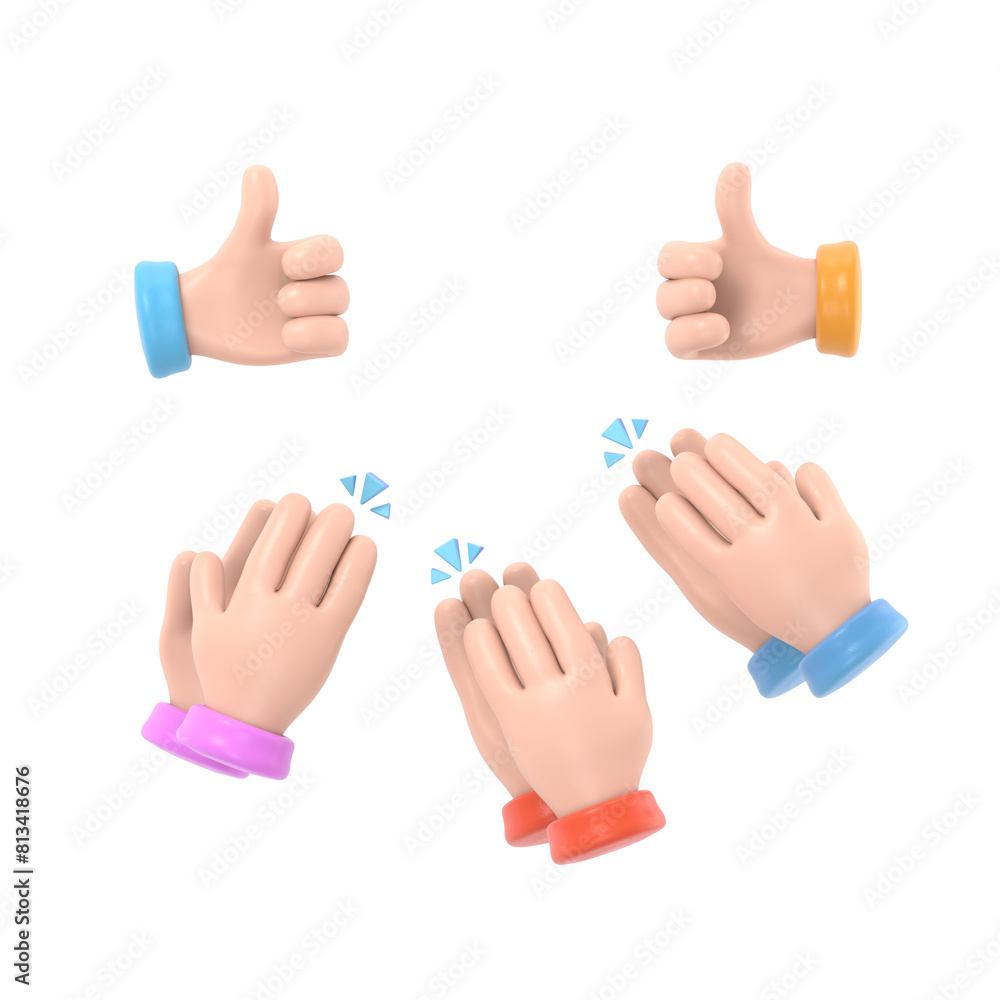 Set of people hands clapping, giving likes. Applause, ovation ...