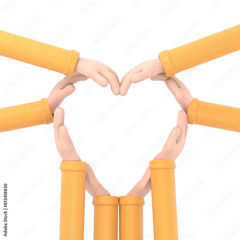 Heart hands as a group of diverse people hands connected together ...