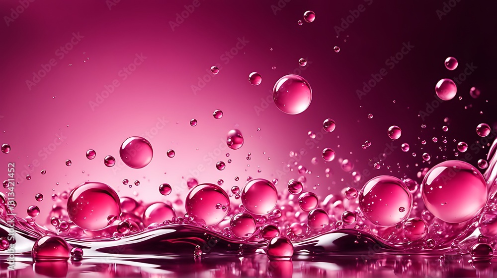 red pink abstract oil bubbles or face serum background. pink Oil and ...
