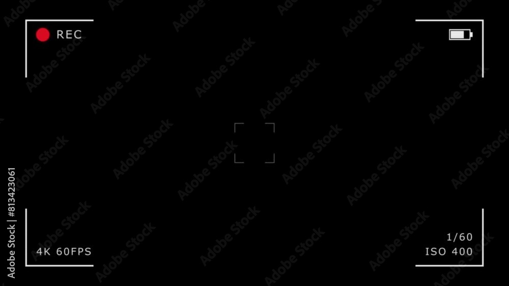 Camera recording screen overlay on black background, mirrorless cam ...