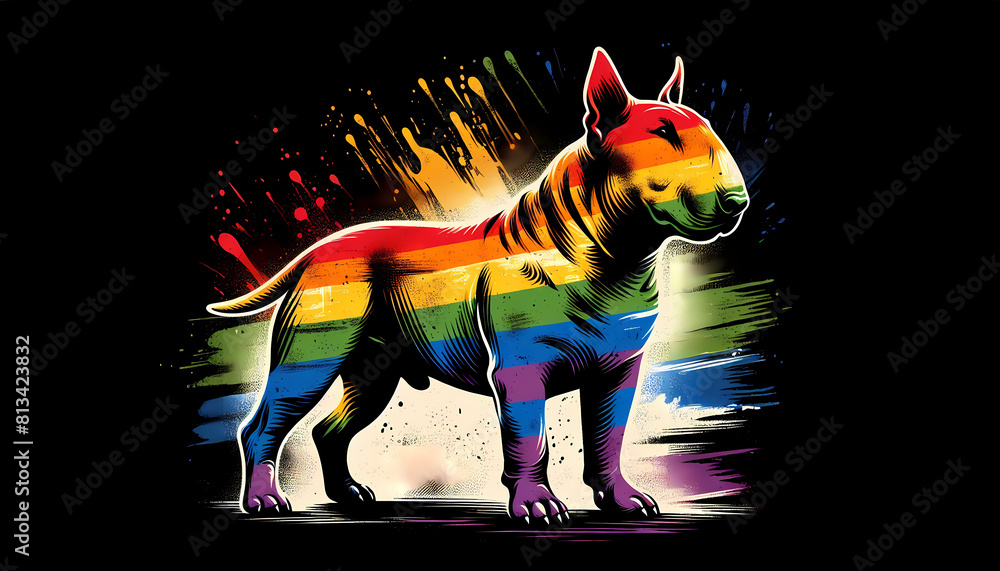 Bull Terrier Dog Equality in pride month vector illustration Celebrate ...