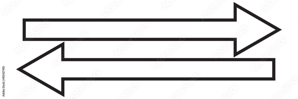 Long arrows vector icons. Black horizontal double arrow. long arrow ...