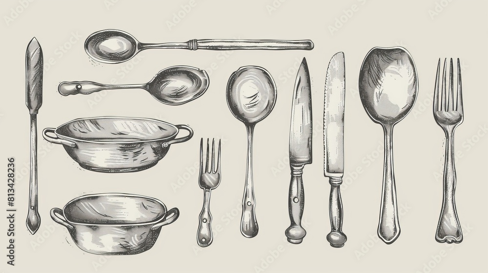 An isolated object of old, clean diner steel toolware against a bright ...