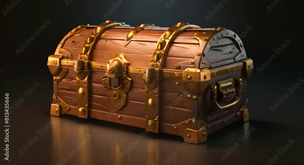 Realistic 3D depiction of a minimalist treasure chest with fluctuating ...