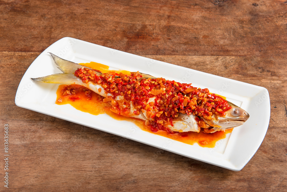 Chop bell pepper fish, Steamed fourfinger threadfin fish with chilli ...