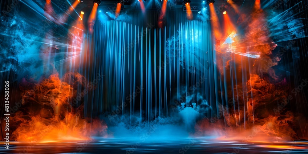 Stage setting with atmospheric lighting and backdrop for theatrical ...