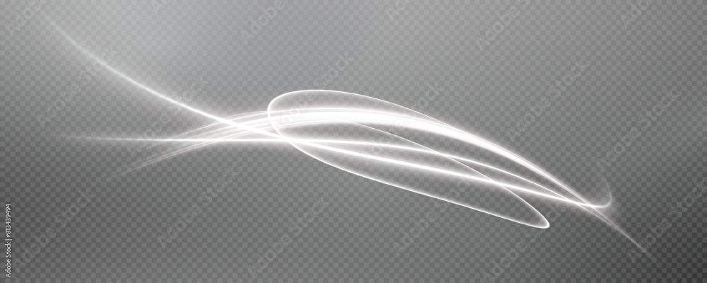 Vector png background with white glowing lines. White glowing lines of ...