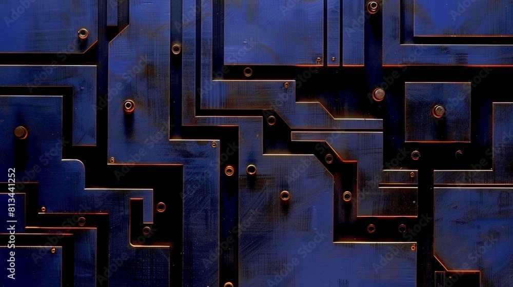 Deep blue circuits interlace with binary code in a seamless pattern ...
