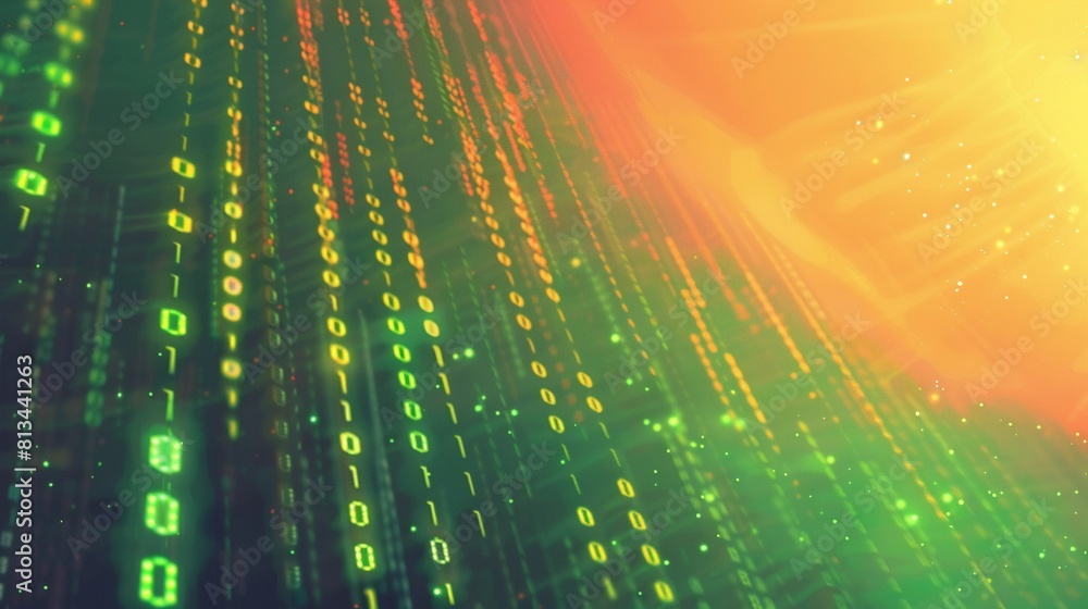 A seamless pattern of binary code weaves through deep blue circuits ...