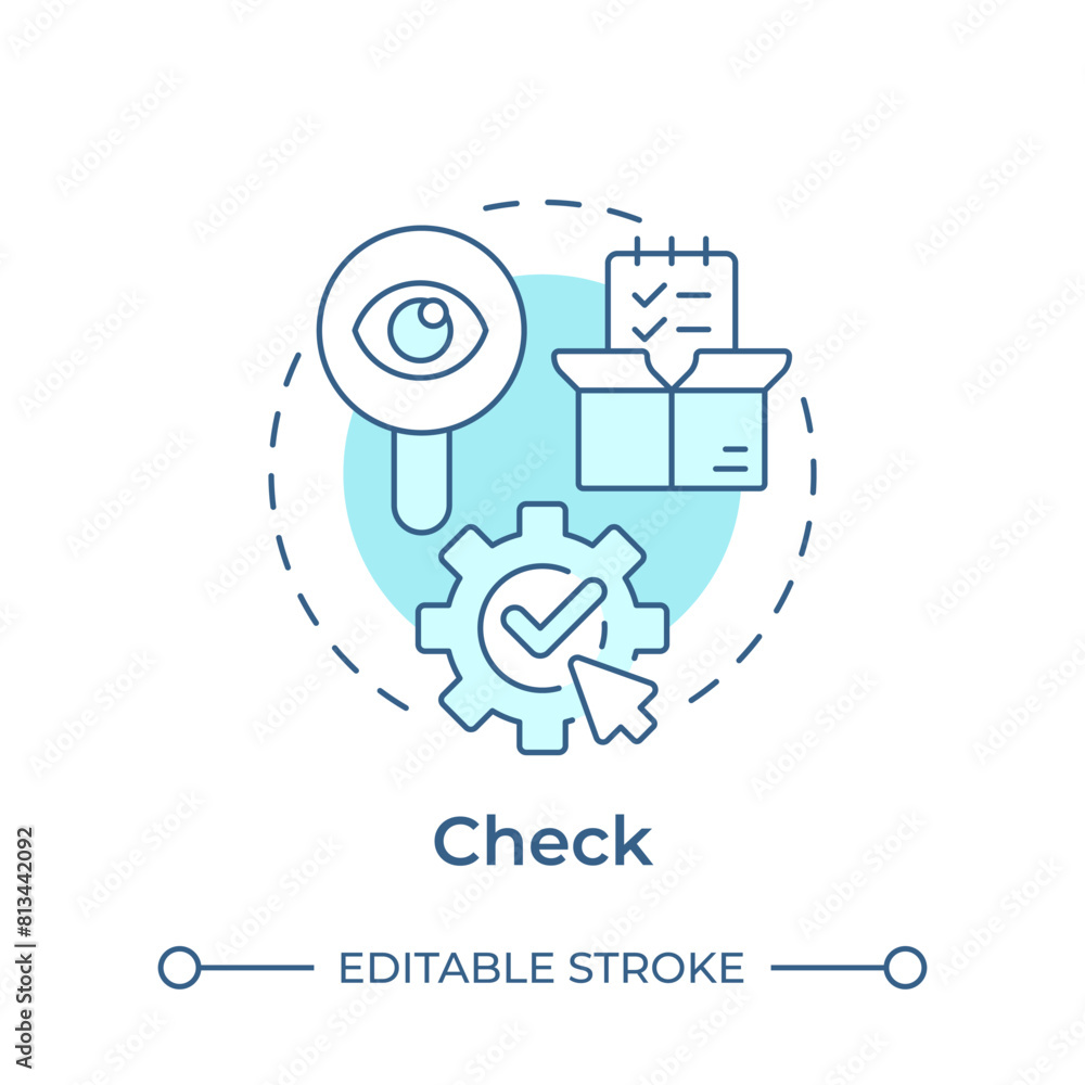 Check soft blue concept icon. Quality management system. Performance ...