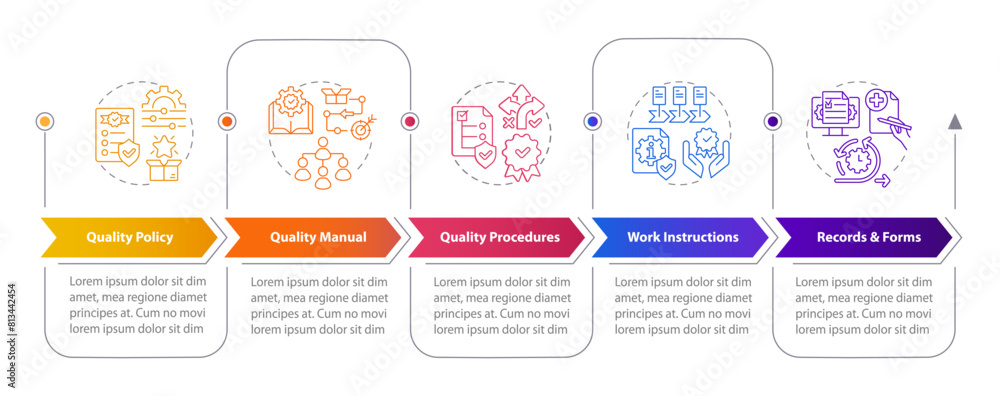 Quality management documents rectangle infographic template. Data ...