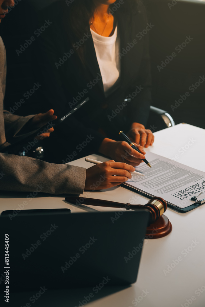 Lawyer, legal advisor, businessman brainstorming information on ...