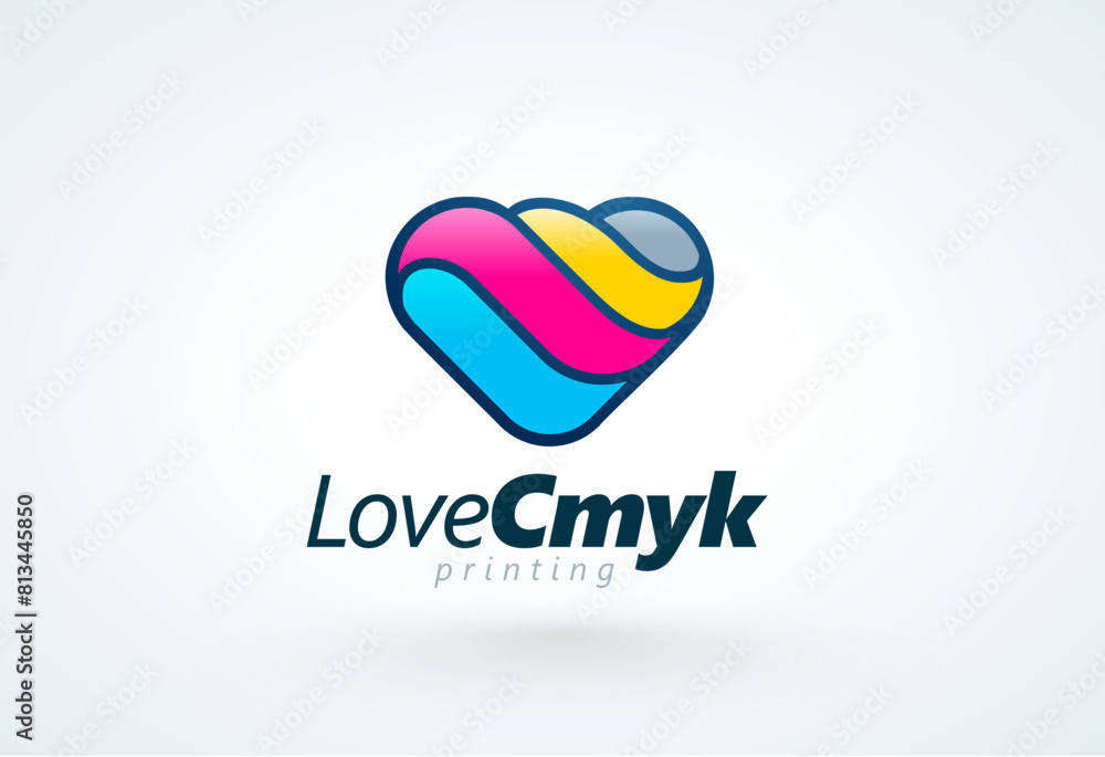 Logo Love CMYK. Heart Silhouette Printing theme. Template design vector ...