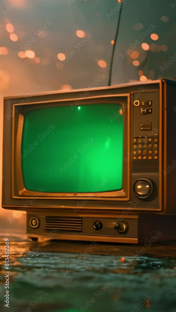 4k tv screen mockup, old vintage tv screen green screen, use key light effect, Vintage ...