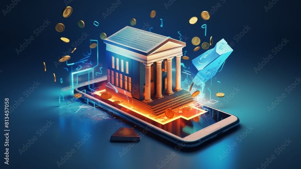 Design an advertisement for a banks new mobile banking app Stock ...