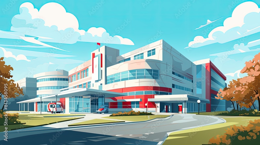 exterior of a modern medical clinic. cartoon illustration Stock ...