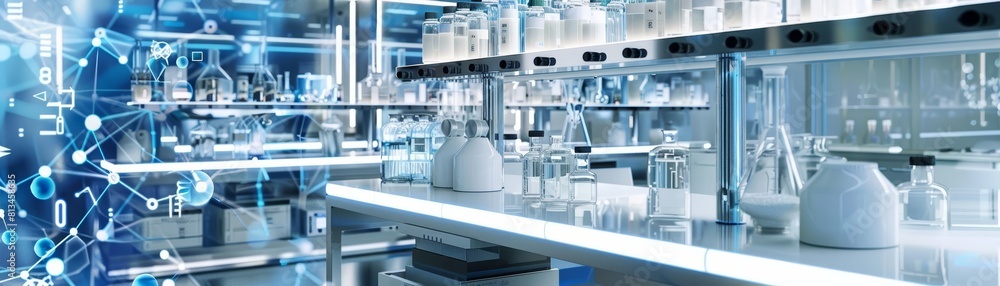 An ultramodern pharmaceutical lab utilizes pioneering AI to synthesize ...