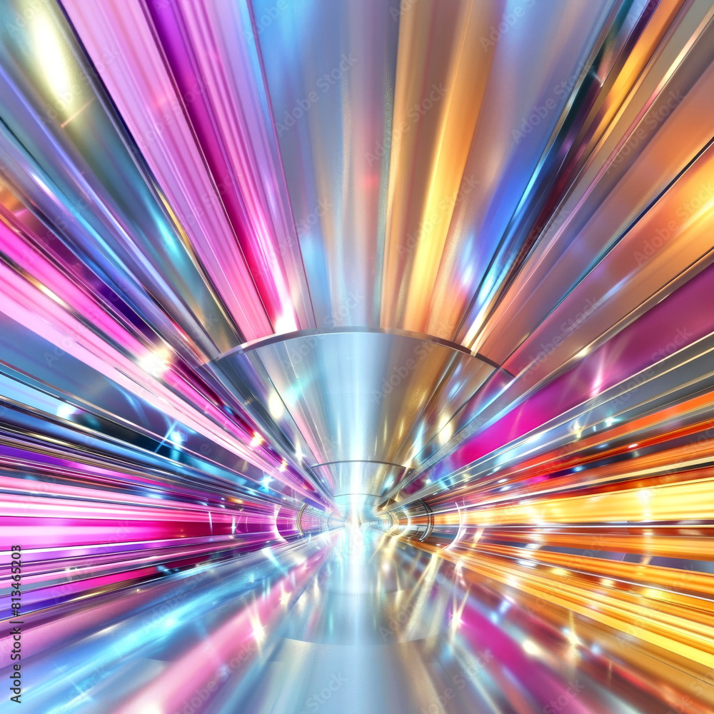 Abstarct background with reflective surfaces and vibrant light beams ...