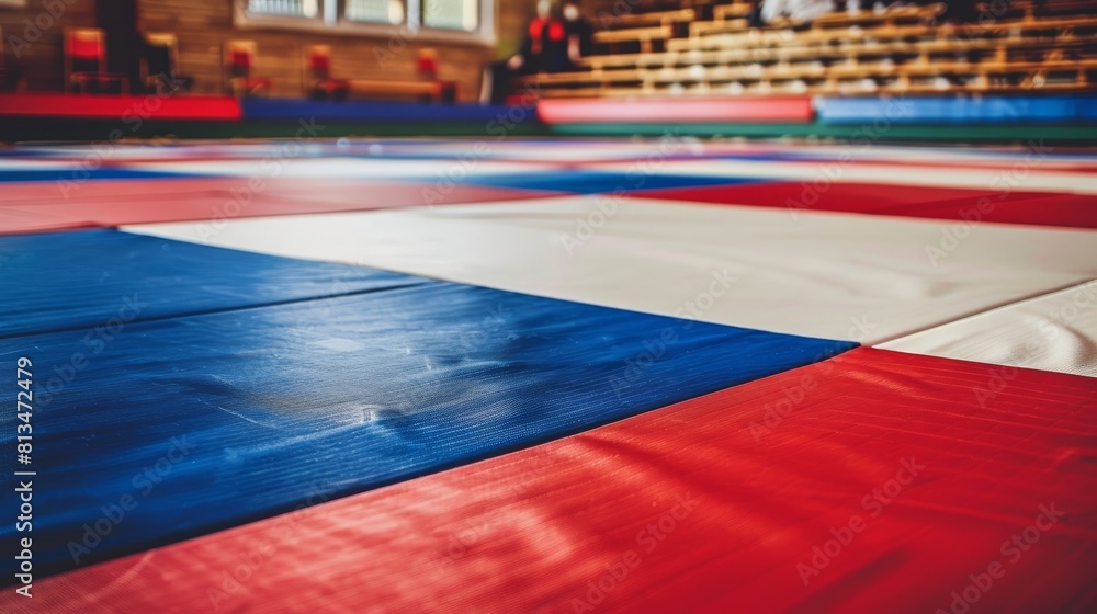 Intense judo mat with scuff marks symbol of dedication and competition ...