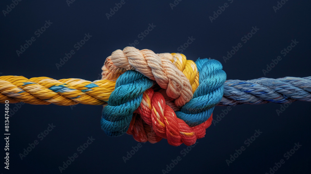 Team rope diverse strength connect partnership together teamwork unity ...