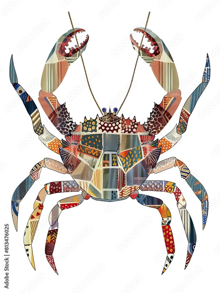 Cute Horseshoe crab with colorful patchwork geometric pattern and ...