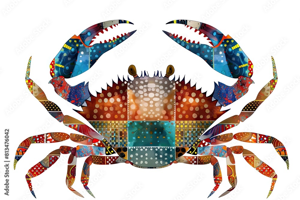 Cute Horseshoe crab with colorful patchwork geometric pattern and ...