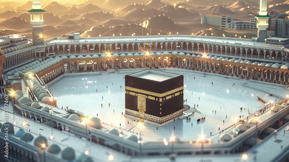 Holy Kaaba in Mecca, Saudi Arabia. A style in maximum detail, isometric ...