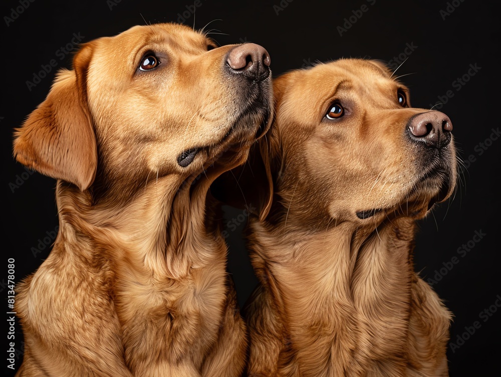 Twin Labrador Retrievers posing side by side, mirroring each other's ...