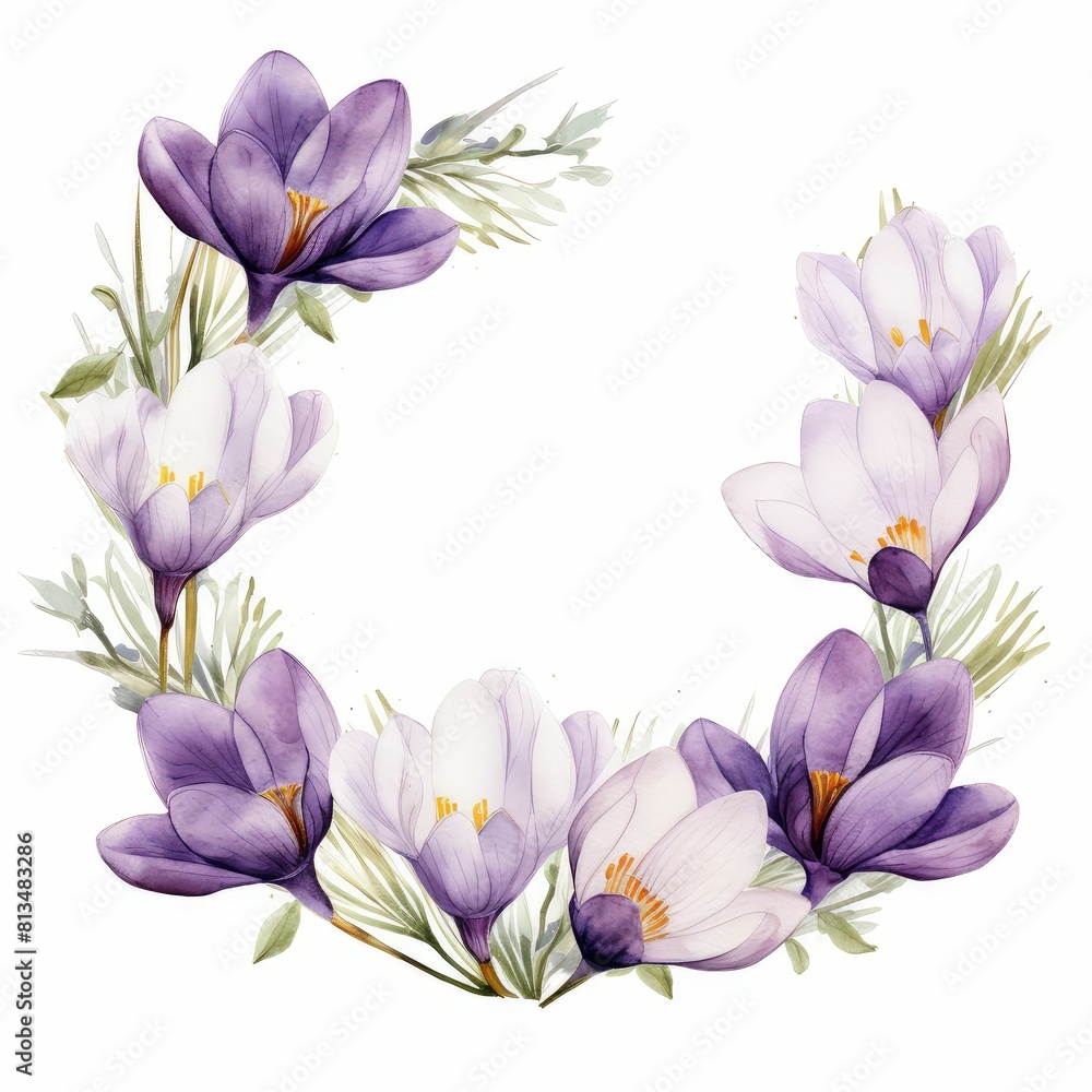 crocus themed frame or border for photos and text.delicate purple and ...
