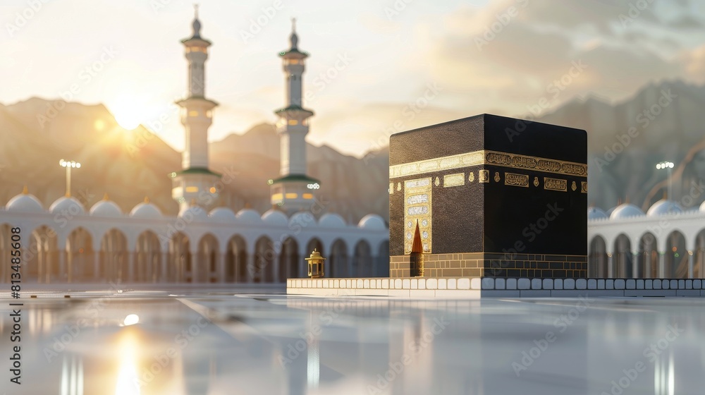 Holy Kaaba in Mecca, Saudi Arabia. A style in straight lines and simplistic Stock Illustration ...