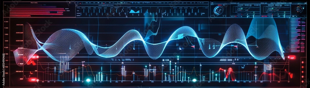 Oscilloscope Display, an oscilloscope screen displaying various ...