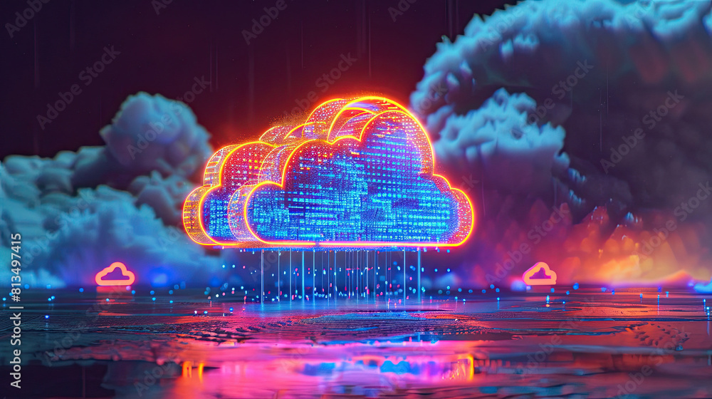 Big data cloud computing internet. Data center digital code futuristic ...