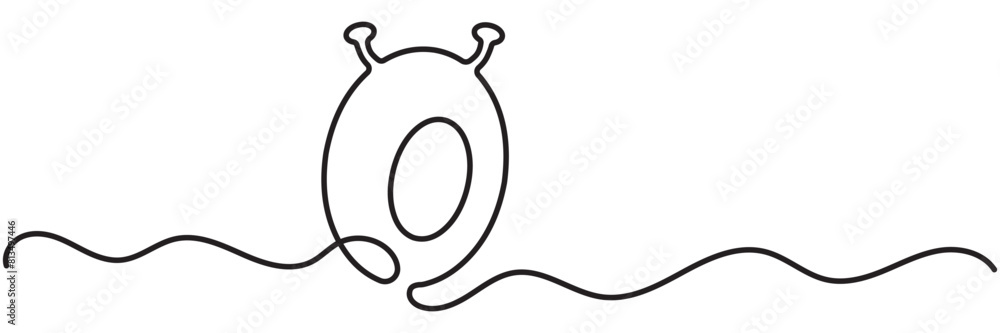 Number 0. One line continuous number zero isolated on white background ...