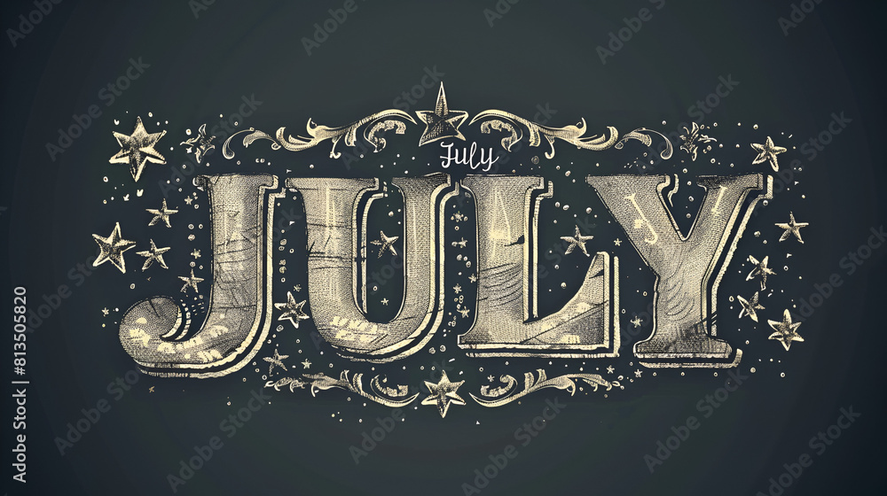 July lettering month name hand written month may for calendar monthly ...