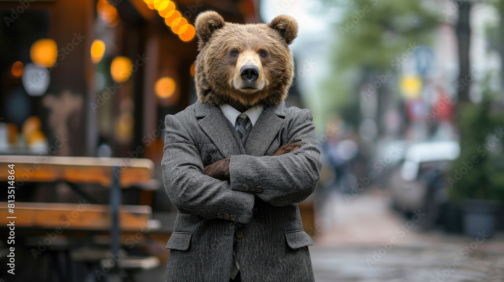 Dapper bear struts through urban jungle, exuding street style in a ...