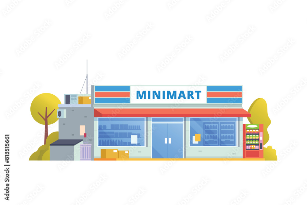 Vector illustration element of minimarket building, minimart and store ...