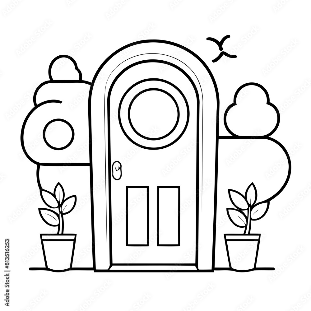 Cute vector illustration Door doodle for children worksheet Stock ...